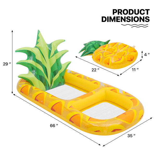 MoNiBloom 3-in-1 PVC Inflatable Pool Floats, Pineapple Pool Raft with Drink Holder and ...